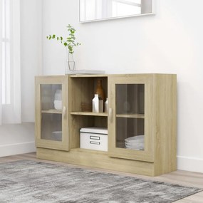 vidaXL Prosklená skříň 120 x 30,5 x 70 cm dřevotříska [815628] Barva: dub sonoma