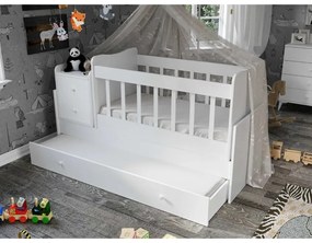 Bílá postýlka s úložným prostorem 60x120 cm Sansa – Kalune Design