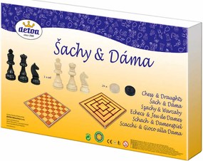 DETOA DŘEVO Hra Šachy a dáma 2v1 *SPOLEČENSKÉ HRY* dt14213