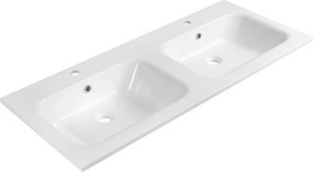 Sapho Areca dvojumyvadlo do nábytku 121 x 51,5 cm s otvorem pro baterii s přepadem litý mramor bílá AC121