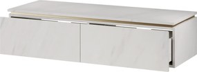 Závěsná skříňka pod umyvadlo Letto 01 120 cm bílý mramor/zlatá