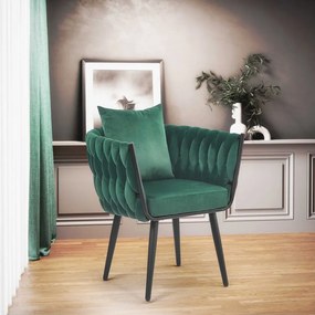 Relaxační designové křeslo s polštářem AVATAR 2 — samet, zelená