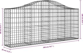 Klenuté gabionové koše 12ks 200x30x80/100 cm pozinkované železo 3145419