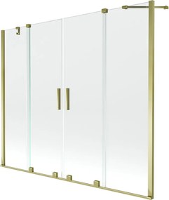 Mexen Velar Duo vanová zástěna 2-křídlá posuvná 180 x 150 cm, transparentní, zlatá - 896-180-000-02-50