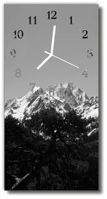 Skleněné hodiny vertikální Krajina Pohled na hory šedý 30x60 cm