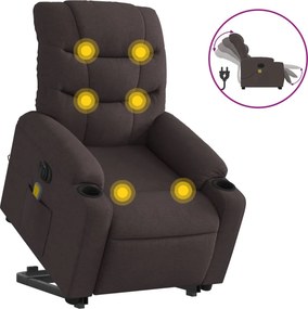 Elektrické zvedací masážní polohovací křeslo tmavě hnědé textil 3206677