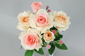 Růže, puget, barva růžová. Květina umělá KUM3230