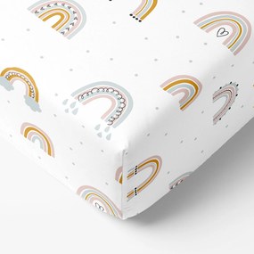 Goldea dětské bavlněné napínací prostěradlo - malované duhy 80 x 200 cm