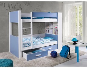 Patrová postel Rebiko 90, Strana: levá, Barva: bílá + modrá