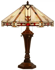 Béžovo-hnědá stolní lampa Tiffany Tippia - 50*50*75 cm E27/max 2*60W