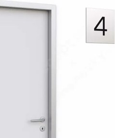 ACCEPT Označení podlaží - číslo "4" - stříbrná tabulka - černý popis