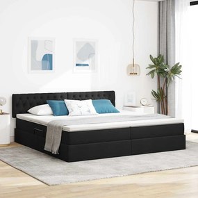 Postel s úložným prostorem a matrací Černá 200 x 200 cm Samet 3370595