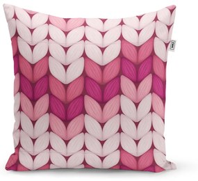 Sablio Polštář Tříbarevné růžové pletení - 60x60 cm