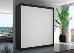Šatní skříň s posuvnými dveřmi Terecia - 200 cm Barva: Bílá/Černá