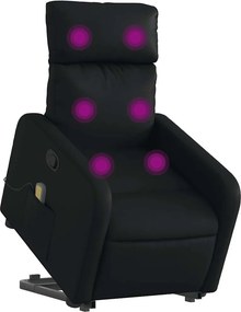 Zvedací masážní polohovací křeslo černé umělá kůže 3206756