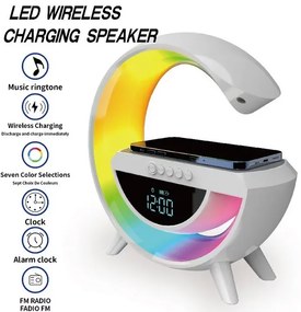 Zaparkorun Bluetooth reproduktor s hodinami LED lampou a bezdrátovou nabíječkou - HM-2307