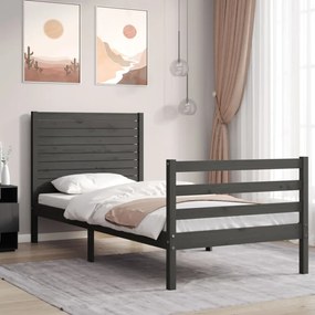 Rám postele s čelem šedý Single masivní dřevo,  3194993 HangarStore.cz