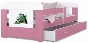 Dětská postel 180 x 80 cm FILIP RŮŽOVÁ vzor FOTBAL Rozměry postele: 180x80 cm