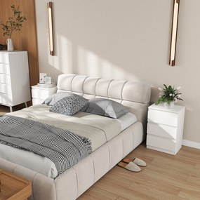 HOMCOM Noční stoly, sada 2 ks, 3 zásuvky, bezúchytový design, vzhled dřeva, bílá