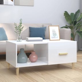 Konferenční stolek lesklý bílý 89,5x50x40 cm kompozitní dřevo - Default Title