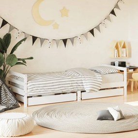 Dětská postel se zásuvkami bílá 90x190 cm masivní borové dřevo - Default Title
