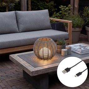 Venkovní stolní lampa tmavě šedá 30 cm vč. LED dobíjecí s USB-C IP44 - Oli