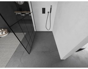 Mexen Kioto, sprchová zástěna Walk-In 100 x 200 cm, 8mm čiré sklo černý vzor, ​​grafitový profil, 800-100-101-66-78
