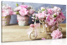 Obraz romantický růžový karafiát ve vintage nádechu - 60x40 cm