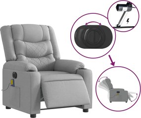 Elektrické masážní polohovací křeslo světle šedé textil 3206570