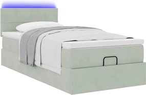 Osmanský rám postele s matrací světle šedá 90x190cm samet 3312590