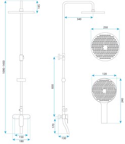 Rea Drop, sprchový set s ruční a hlavovou sprchou, zlatá matná, REA-P7063