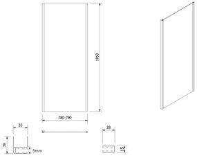 Aqualine AMADEO obdélníkový sprchový kout 1200x800 mm, L/P varianta, sklo Brick BTS120BTP80