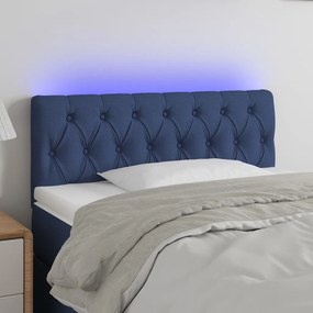 Čelo postele s LED modré 90 x 7 x 78/88 cm textil 3121936