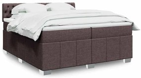Box spring postel s matrací tmavě hnědá 200x200 cm textil