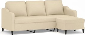 3místná pohovka s podnožkou krémová 180 cm textil 3201137