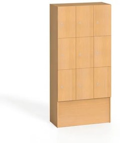 Dřevěná šatní skříňka s odkládacími boxy, 9 boxů, buk