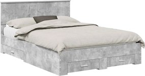 Rám postele s čelo Betonově šedá 140 x 190 cm Kompozitní dřevo 3410898