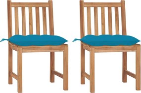 vidaXL Zahradní židle s poduškami 2 ks masivní teak [3062932] Barva: Světle modrá