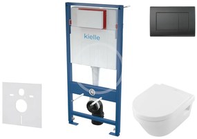 kielle - Set předstěnové instalace, klozetu Architectura a sedátka softclose, CeramicPlus, tlačítko Gemini lll, matná černá