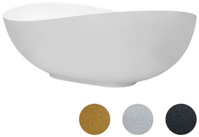 Besco Volně stojící vana z litého mramoru Siya Glam 172x100 Barva: Bílá/zlatá, Rozměry (cm): 171,5x101, Typ a barva výpustě: Click-Clack standard, chrom
