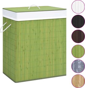 vidaXL Bambusový koš na prádlo s jednou přihrádkou 83 l [320752] Barva: Zelená