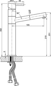 Sapho Sapho, MINIMAL dřezová baterie s rovnou hubicí, nerez, MI016