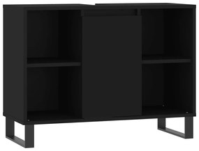 3dílný set koupelnového nábytku černý kompozitní dřevo,  3190308