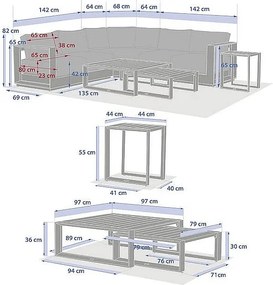 Hliníková rohová sestava pro 5 osob MADRID NEW (terracotta)