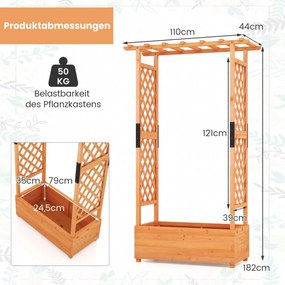 Costway Dřevěná vyvýšená postel s mříží a amp; Závěsná střecha a amp; Trellisový