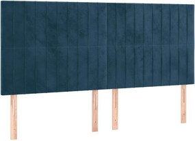 Čelo postele s LED tmavě modré 160x5x118/128 cm samet 3122720