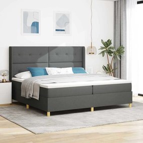 Postel s boxspringem s čelo Tmavě šedá 200 x 200 cm textil 3341855