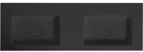 CERANO - Nástěnné dvojumyvadlo z litého mramoru Dualia s podpěrnou konzolí - černá matná - 133x46x45 cm