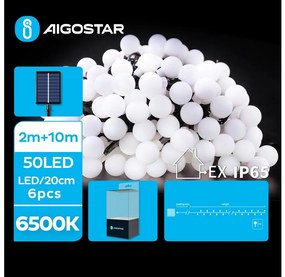 Aigostar B.V. | Aigostar - LED Solární dekorační řetěz 50xLED/8 funkcí 12m IP65 studená bílá | AI0427