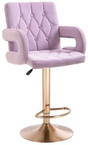 LuxuryForm DESIGN Barová židle BOSTON VELUR na zlaté kulaté podstavě - levandule